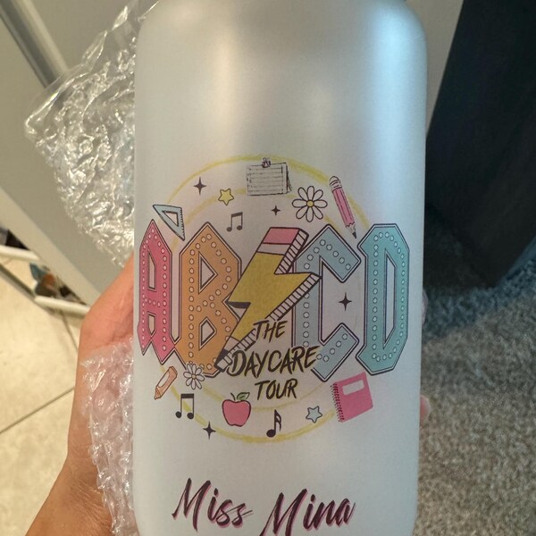 Personalized Daycare Teacher Cup, Custom Daycare Provider Glass Tumbler ...