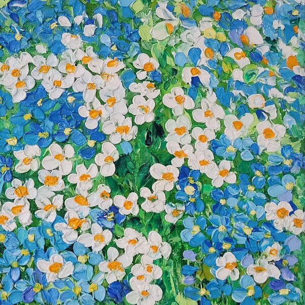 Daisy Painting Floral Original Art Impasto Oil Painting12x12 Canvas ...