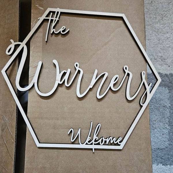 Personalized Wreath Sign, Custom Family Name Sign, Laser Cut Wood Door ...