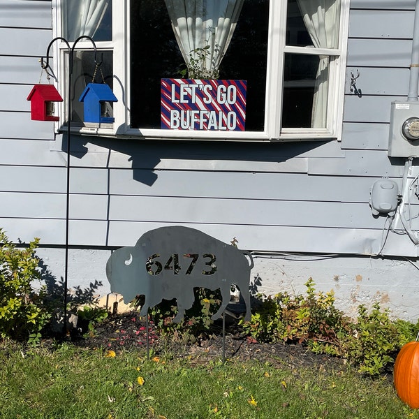 Personalized House Number Buffalo Lawn Sign / Steel Buffalo Garden ...