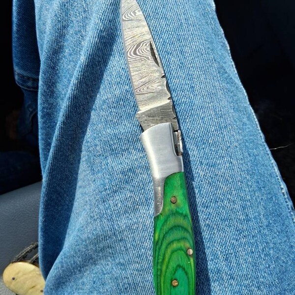 Handmade Damascus Pocket Knife With Rose Wood Handle Groomsman Gift ...