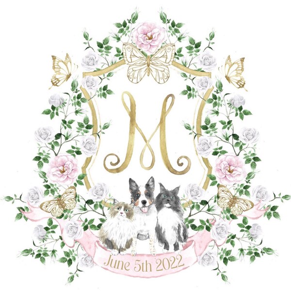 Bespoke Rich Floral Wedding Crest Baroque Inspired Crest Heraldry Rich ...