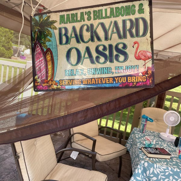 Custom Backyard Oasis Sign, Patio Decor, Outdoor Pool Sign, Tropical ...