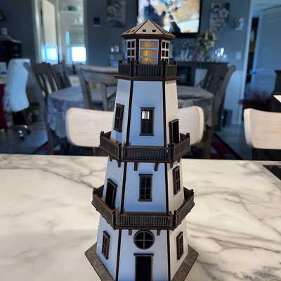 Lighthouse W/led Beacon Light Premium Finish Barn Red W/ White Trim - Etsy