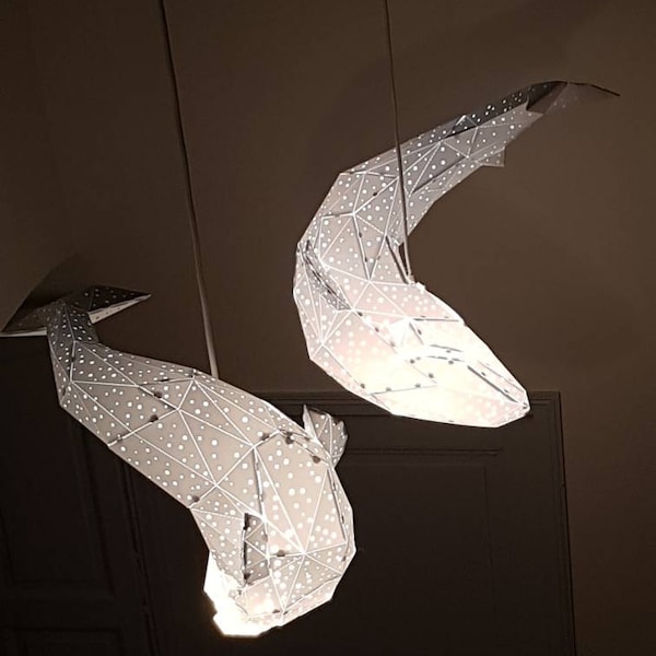 Baby Whale Light, Whale Lamp, Nursery Lamp, Origami Lamp, Geometric ...