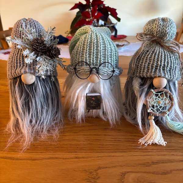 Book Gnome Reading Gnome Knitted Gnome Farmhouse Decor Spring Gnome Gnome With Glasses