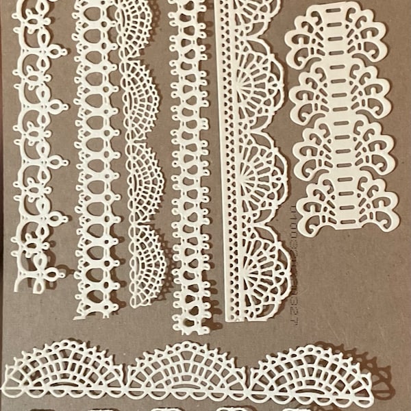 Set of 8 Handmade Crochet Paper Lace, Cardstock, Die Cuts, Coffee-dyed ...