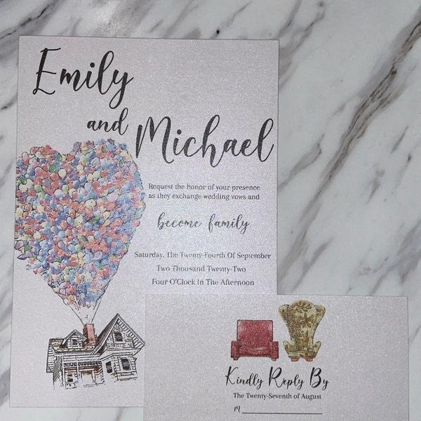 Disney Inspired UP House Wedding Invitations, Bottle Cap, Balloons ...