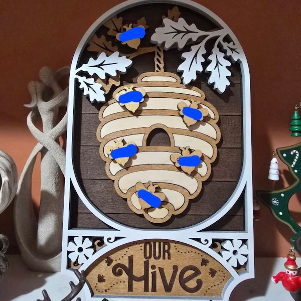 Family Name Beehive Sign, Personalized Bee Family Name Home Decor ...