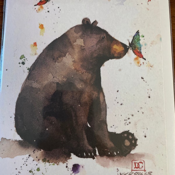 BEAR & BUTTERFLY Blank Greeting Cards, Set of 8, Watercolor Bear Art by ...