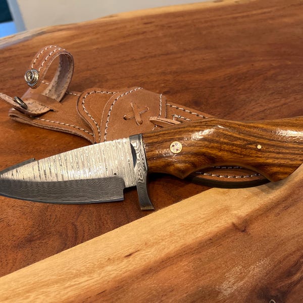 COPPER DAMASCUS HANDMADE Knife Copper Bobcat Hunting Knife Exotic Rose ...