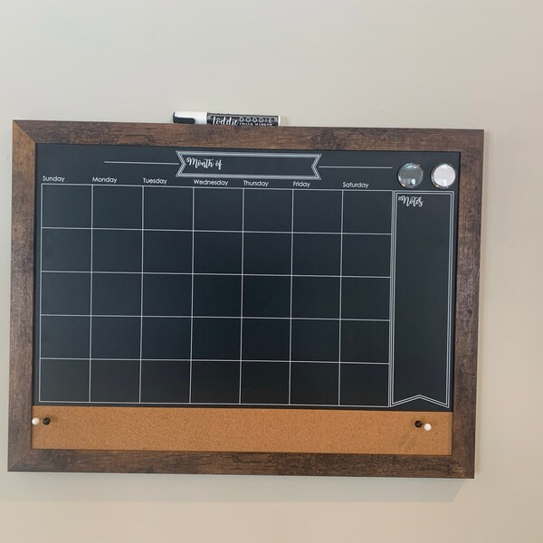 18x24 Chalkboard Calendar and Bulletin Combo Board- Includes Chalk ...