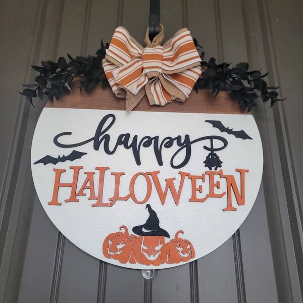 Halloween Door Hanger | Halloween Wreath | Happy Halloween Front Door ...