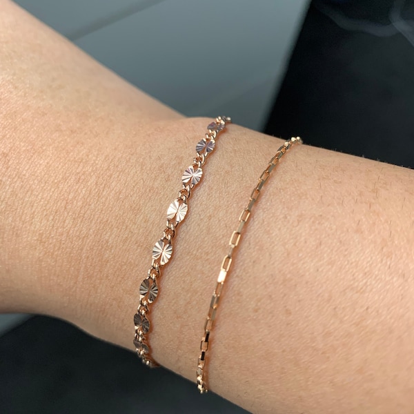 Simple Rose Gold Chain Bracelet, Minimalist Rose Gold Necklace ...