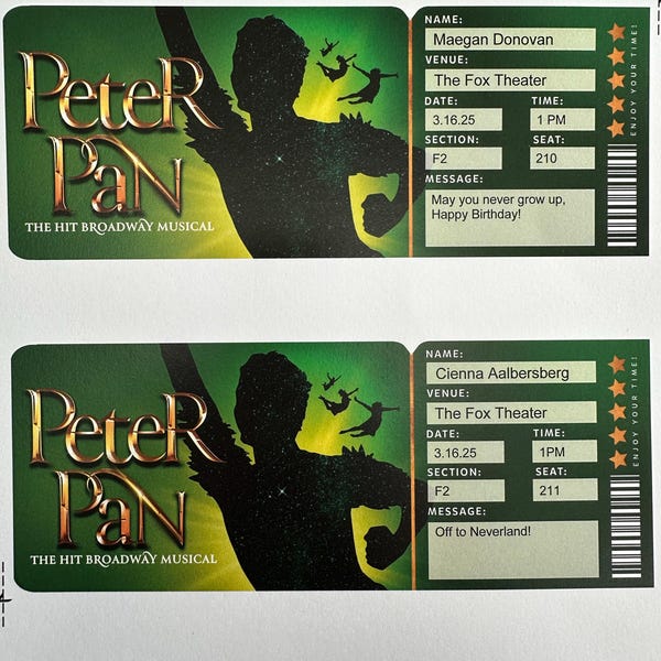 Printable Phantom of the Opera Broadway Surprise Ticket, Musical Collectible Theater Ticket ...