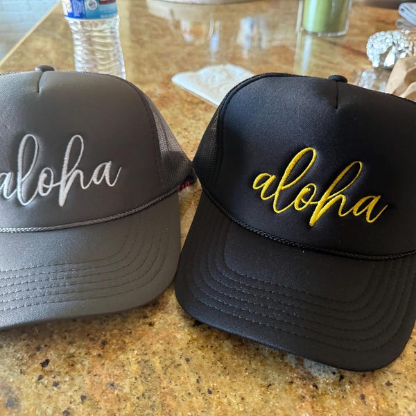 Aloha Foam Trucker Hat Cursive Aloha Trucker Hat Aloha Foam Cap Trucker ...