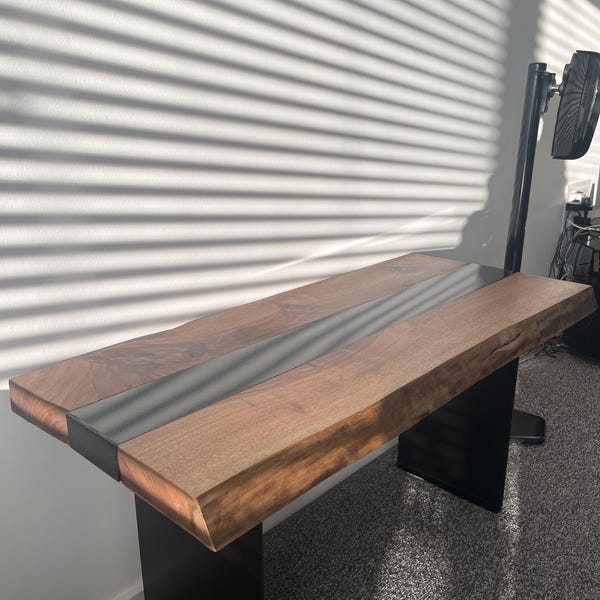 Walnut Monitor Stand, Walnut Tv Console, Wood Monitor Stand, Live Edge ...