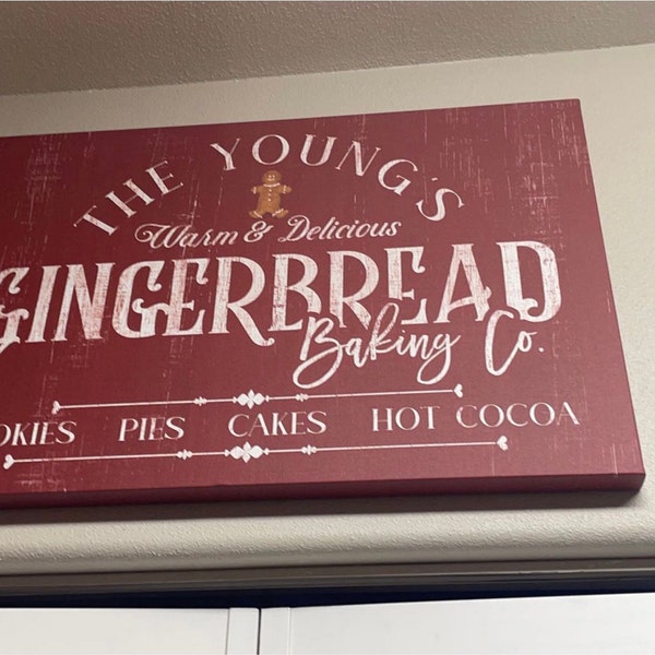 Custom Gingerbread Baking Co. Sign | Warm & Delicios | Bakery Canvas ...