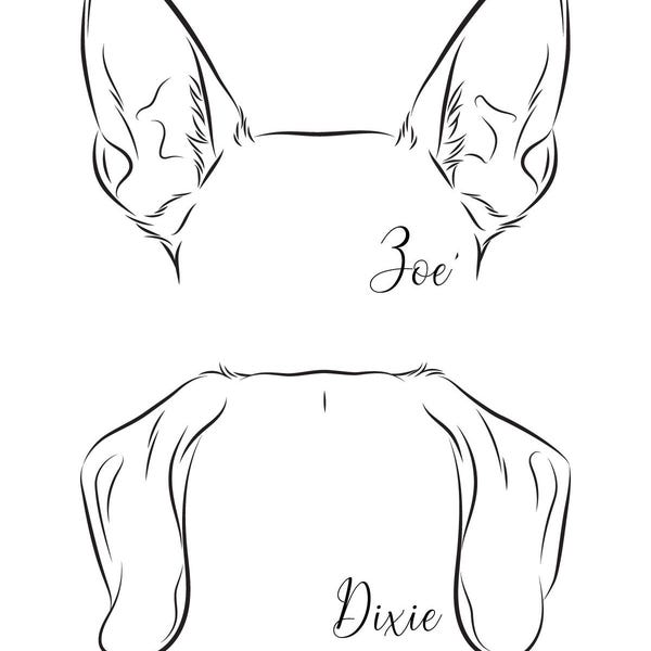 Custom Pet Ear Outline Drawing Dog Ears Drawing Pet Ear Tattoo Outline ...