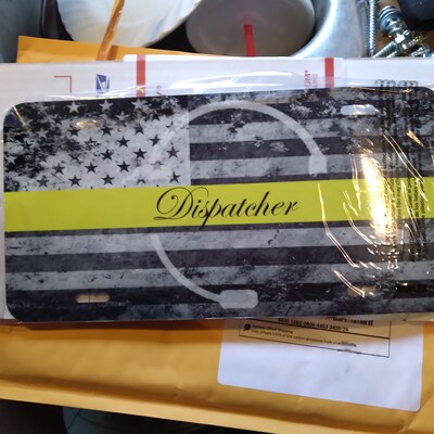 Dispatcher License Plate Yellow Line Auto Car Tag Public Safety Vanity ...
