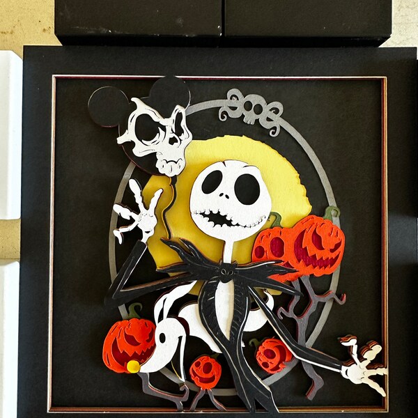 The Nightmare Halloween 3D Box, Jack Skellington Shadow Box Svg, Jack ...