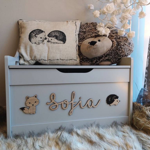 Personalised Toy Box - Soft Grey - Etsy UK