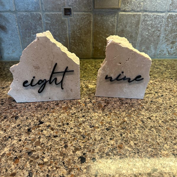White Marble Stone Wedding Table Numbers, Marble Sign, Natural Stone ...
