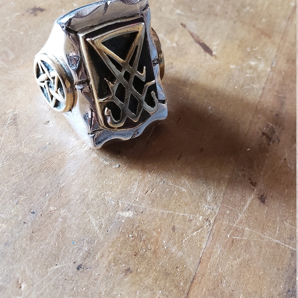 Sigil of Lucifer Pentagram Ring for Men Made of Sterling Silver 925 ...