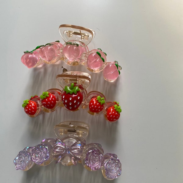 Cute Handmade Strawberry Hair Clip Barrette, Korean Strawberry Hair ...
