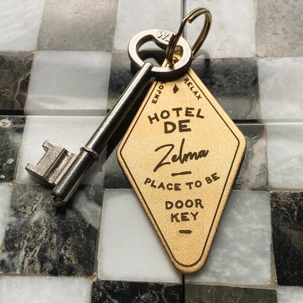 Personalized Vintage Hotel Keychain // Gold Key Ring // Personalised ...