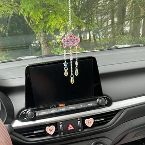 Crystal Flower Car Rear View Mirror Accessories, Car Hanger, Car Charm ...