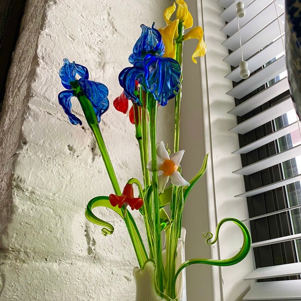 Large Glass Plant, Glass Flower, Glass Garden Art, Blown Garden, Glass ...