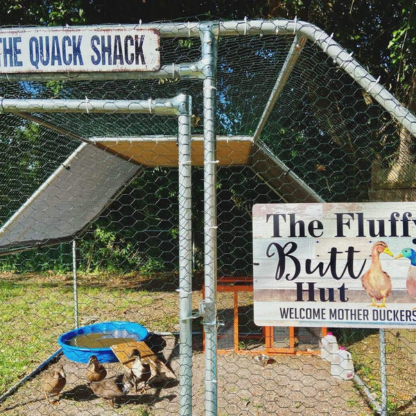Funny Duck House Sign, Rustic Style Duck Décor, Fluffy Butt Hut, Custom ...
