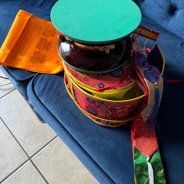 45 Cm Diameter, Traditional Tibetan Drum DHYANGRO for Buddhist Rituals ...