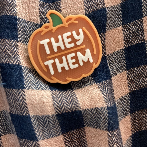 Pumpkin Pronouns Pins *GLOW in the DARK* She/her, He/him, They/them ...