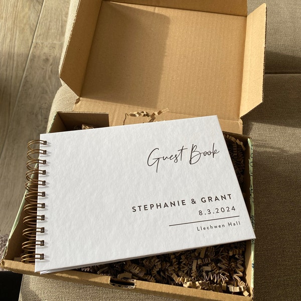 Minimal Script Wedding Guest Book - Personalised Guest Book - Custom ...