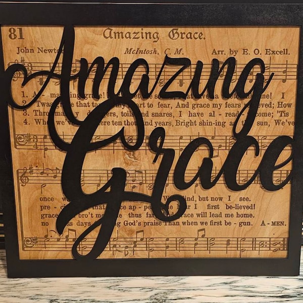 Amazing Grace Sign Svg – Layered Wood Hymn Laser File – Gospel Wall ...