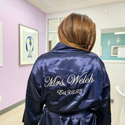 Rhinestone Mrs. Robe, Satin Mrs. Robe, Satin Bridal Robe, Getting Ready ...