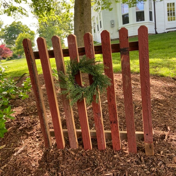 Rustic Reclaimed Barn Wood Picket Fence Panel With Stakes - 24"h X 22.5 ...