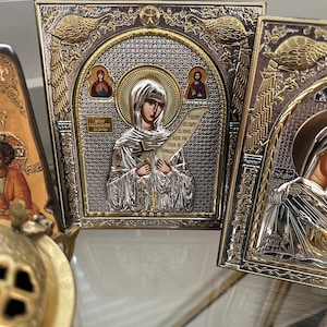 Virgin Mary Three-handed Silver Christian Orthodox Icon / Greek ...