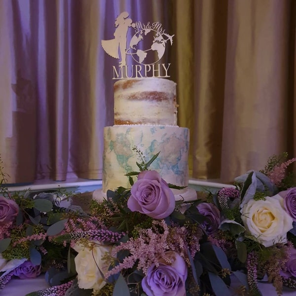 Travel Wedding Cake Topper Personalized Travelling Themed Cake Topper ...