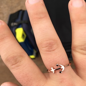 Sideways Anchor Ring in Gold or Sterling Silver Sideways Anchor Ring With Cross Horizontal ...