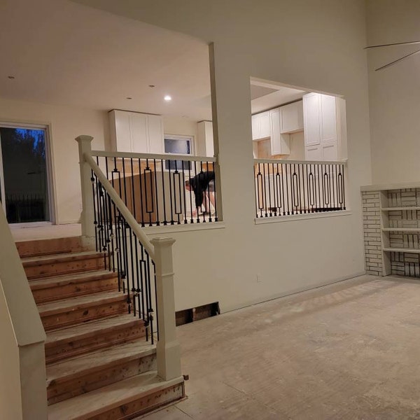 Iron Balusters - Modern Rectangle Metal Spindles for Stairs - Satin ...