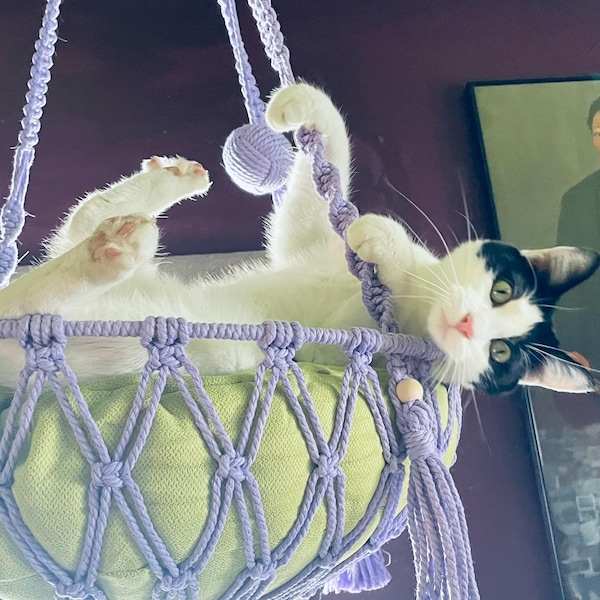 Cat Hammock Cat Tree Macrame Cat Hammock Boho Cat Bed Cat Swing Pet ...