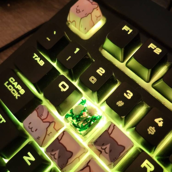 Moss/flower Artisan Keycap, Real Moss and Floral Resin Keycap, White ...