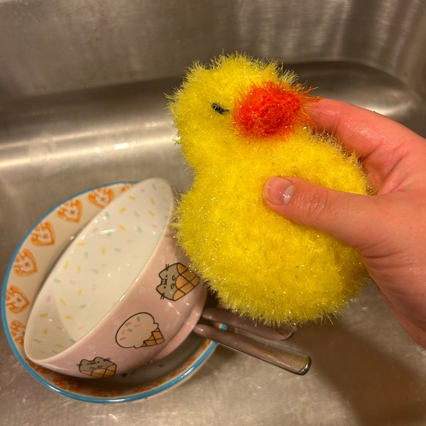 Handmade Dish Scrubby - Rubber Duck Design | Crocheted Scrubber ...
