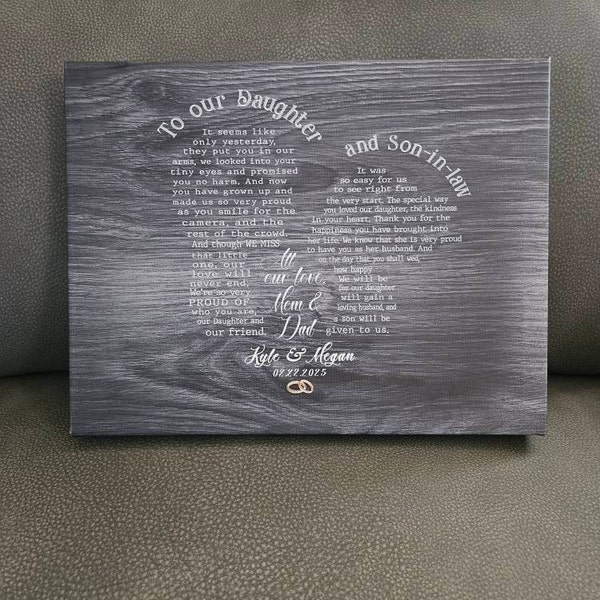 Personalized Daughter and Son in Law Wedding Gift, Gift for Daughter on ...