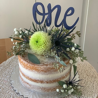One Cake Topper, Blue First Birthday Decoration, 1 Smash Cake, Happy ...