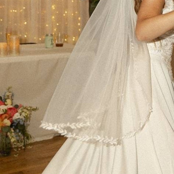 Lace Veil Leaf White Veil With Comb Lace Veil Chapel Veil for Bride ...