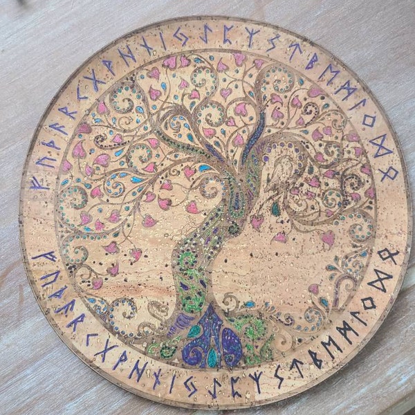 Rune Casting Board Norse Mythology Ratatoskr Viking Tree of Life Runic ...